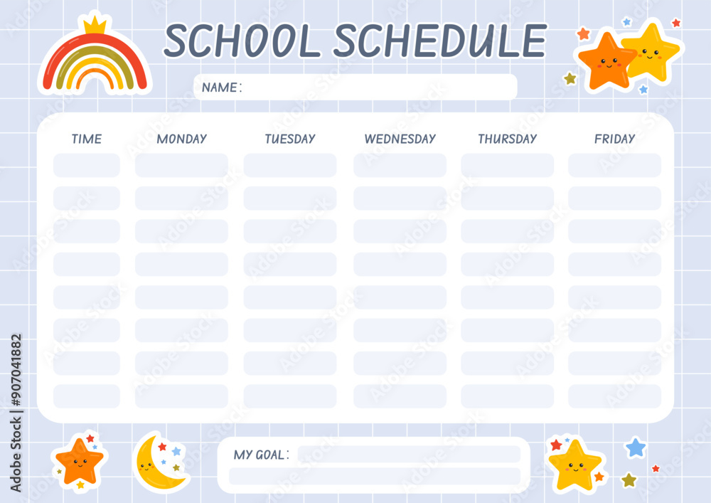 School schedule for kids, weekly planner, printable school timetable ...
