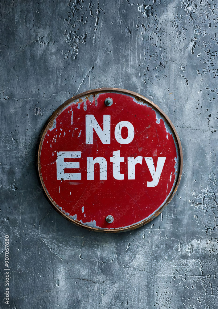 Rustic No Entry Sign on Weathered Wall Stock Illustration | Adobe Stock