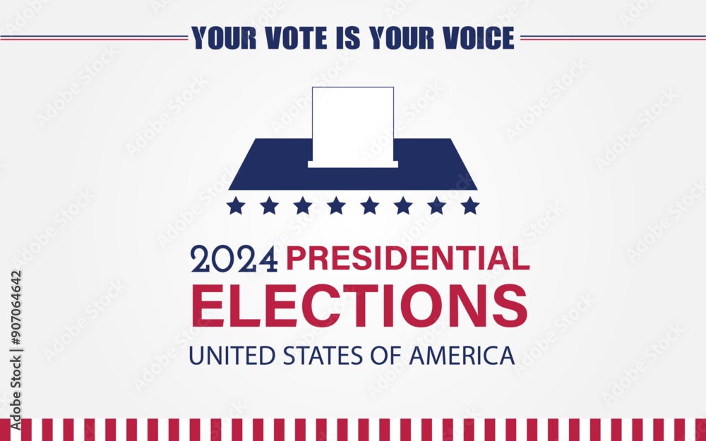USA Presidential Election with ballot box, 2024 US election banner ...
