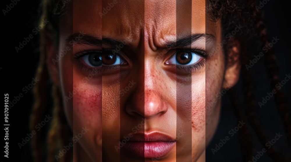 Emotional Spectrum Portrait: Composite Face Displaying Range of Human ...