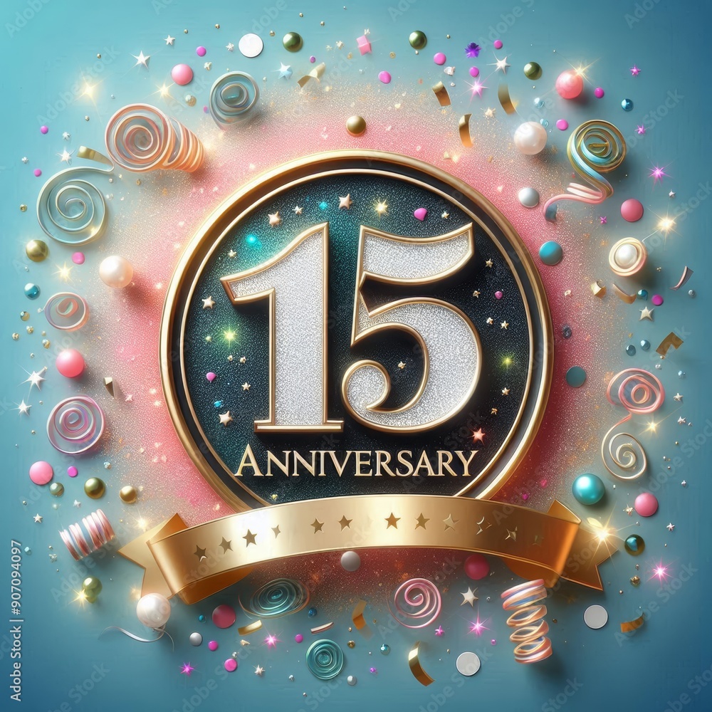 Festive 15th anniversary celebration design with vibrant colors and ...