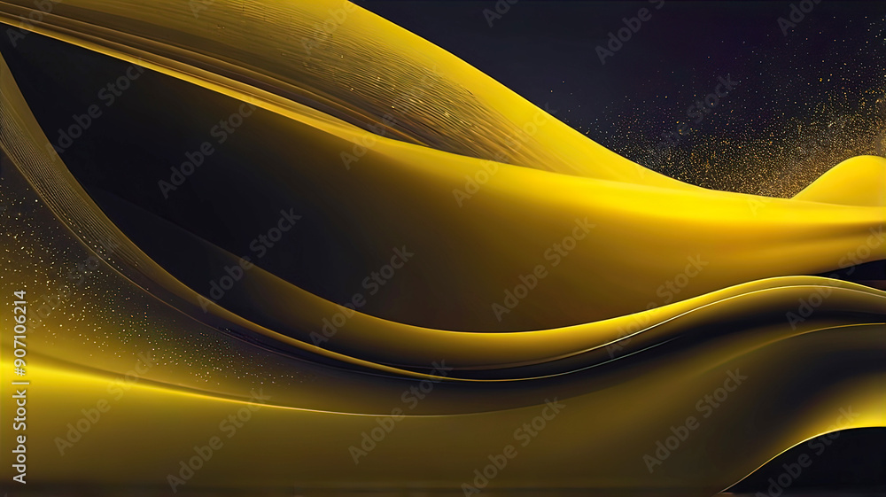 Abstract background with yellow color, wave flow, cover texture, hyper ...