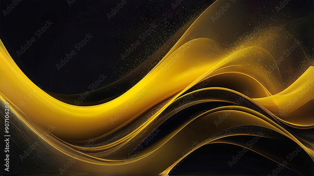 Abstract background with yellow color, wave flow, cover texture, hyper ...