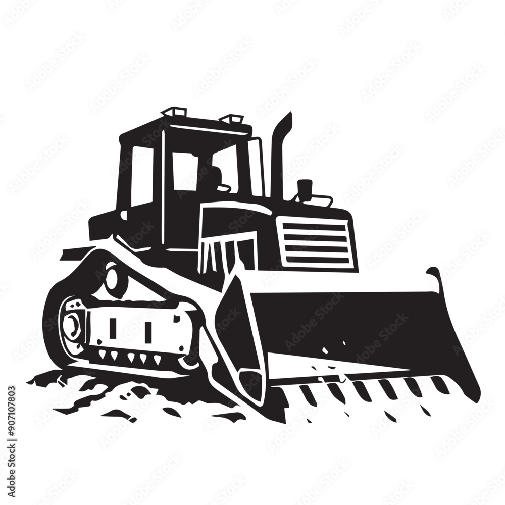 Bulldozer in cartoon, doodle style . Image for t-shirt, web, mobile ...