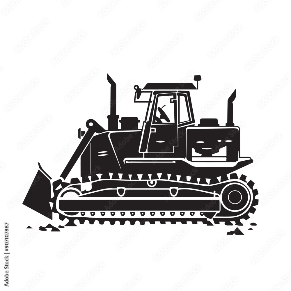 Bulldozer in cartoon, doodle style . Image for t-shirt, web, mobile ...
