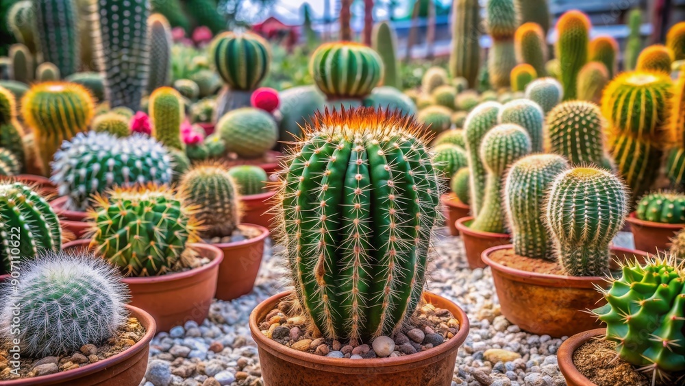 Cactus plants in a small garden with selective breeding for growth ...