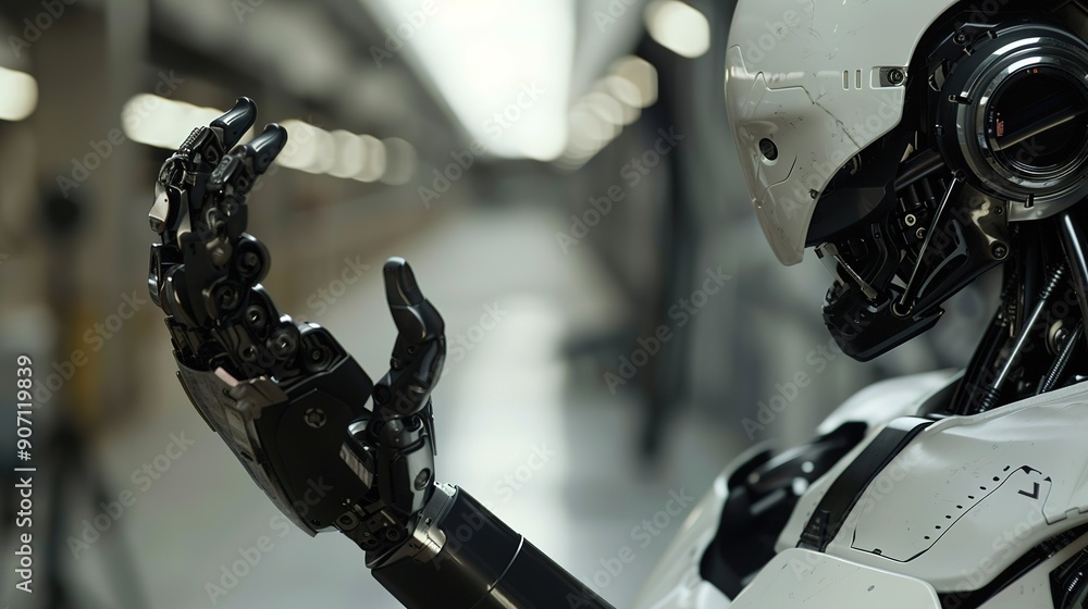 Advanced Robotics Showcase Featuring Humanoid Robot With Intricate ...