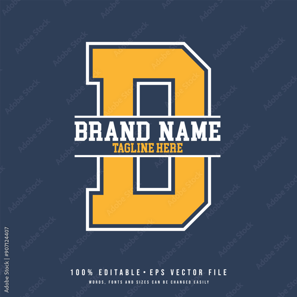 D letter brand name logo design vector. Editable letter D college t ...