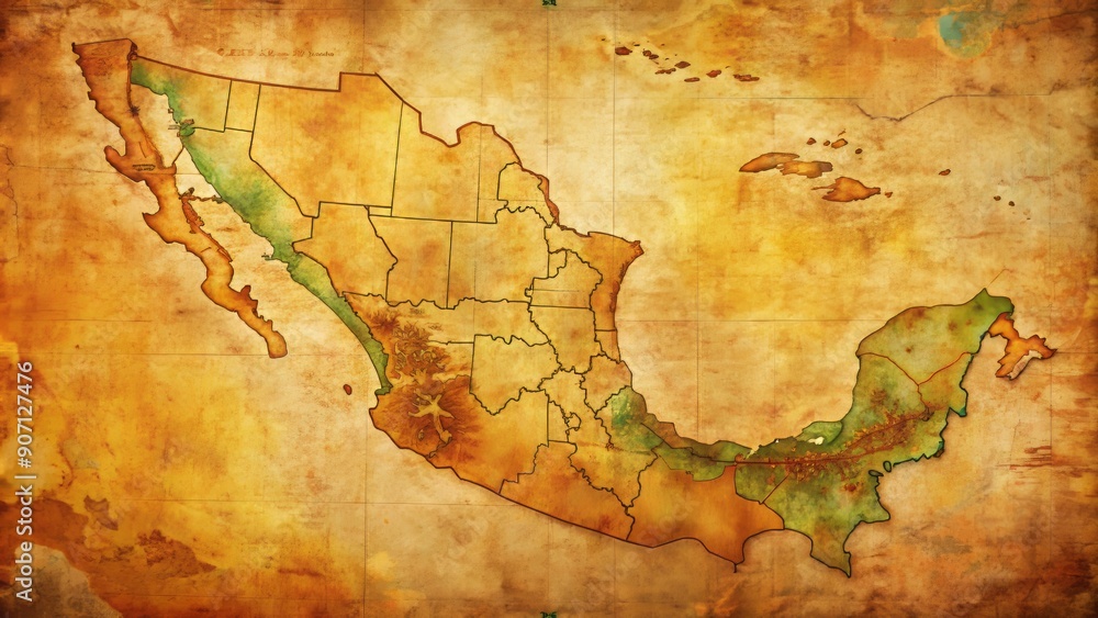 A vibrant, detailed map of Mexico showcases country's states, cities ...