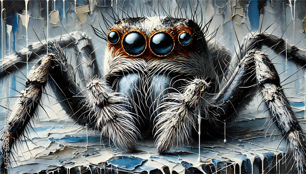 Digital Oil Painting of a Furry Spider, Textured Spider Illustration ...