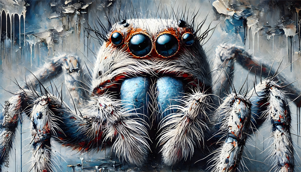 Digital Oil Painting of a Furry Spider, Textured Spider Illustration ...