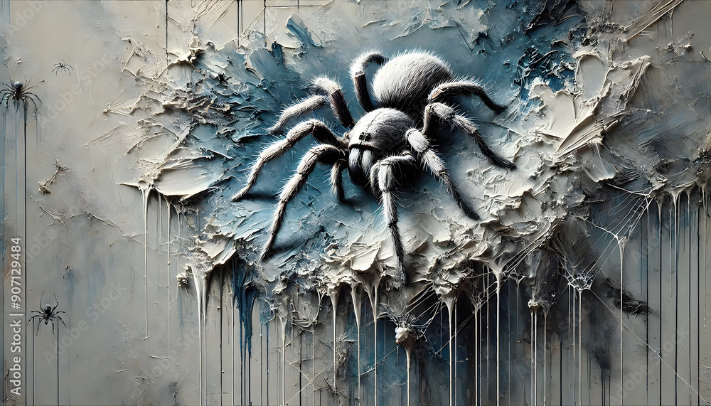 Digital Oil Painting of a Furry Spider, Textured Spider Illustration ...