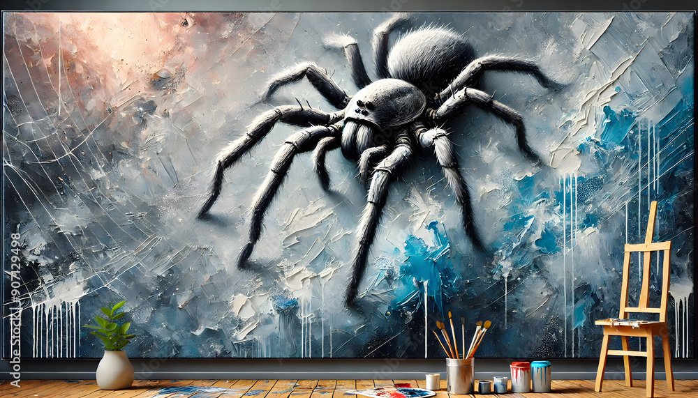 Digital Oil Painting of a Furry Spider, Textured Spider Illustration ...