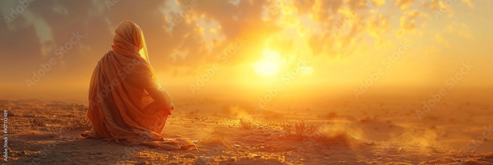 Desert Ministry of Jesus with Sermon on the Mount, Symbolizing ...