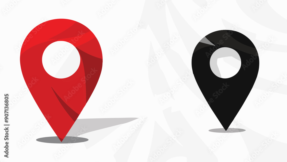 Two distinct location markers. On the left, there's a red location ...