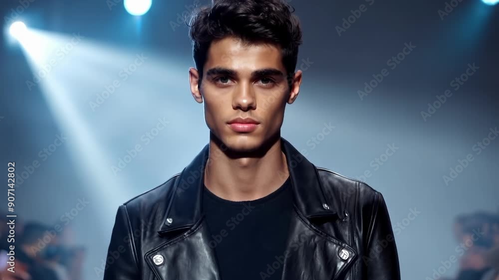 A handsome male model with deep brown skin and sharp cheekbones ...