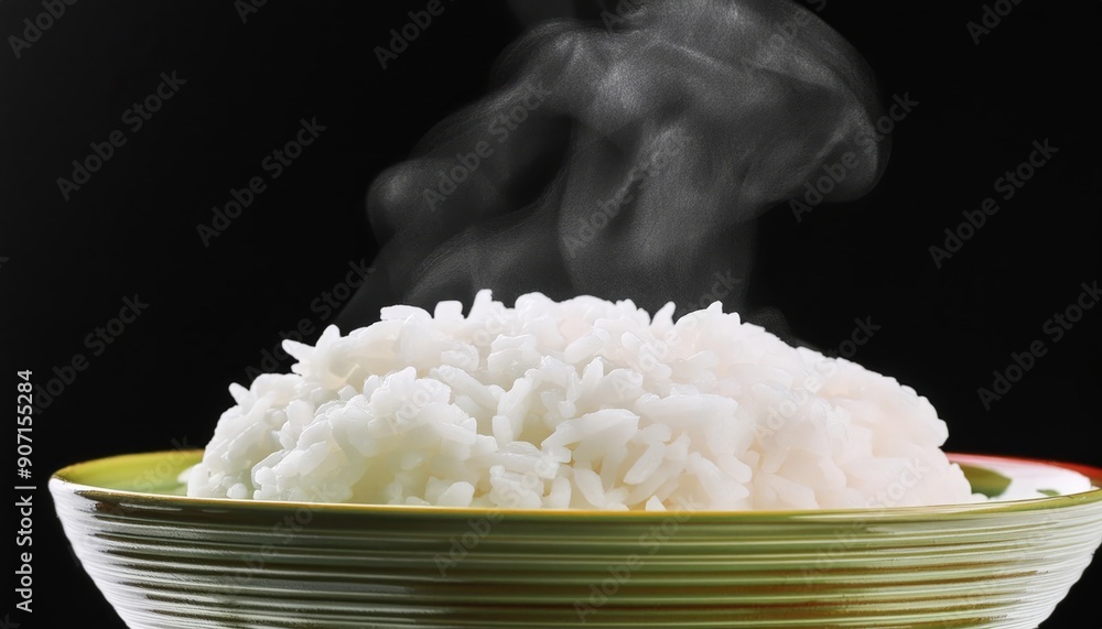 Steamed rice in bowl freshly cooked and ready to serve, simplicity and ...