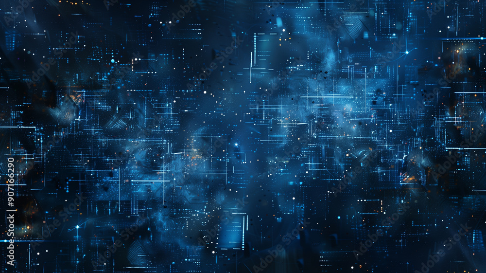 Futuristic blue abstract grid background with dots and squares Stock ...