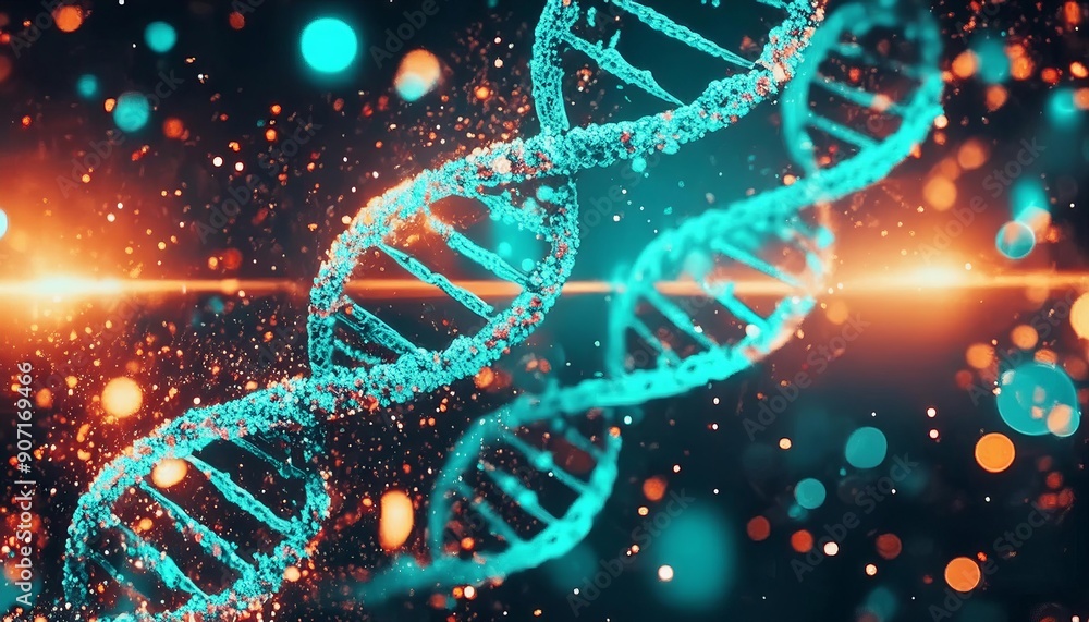 The intricate double helix structure of DNA strands showcases the ...