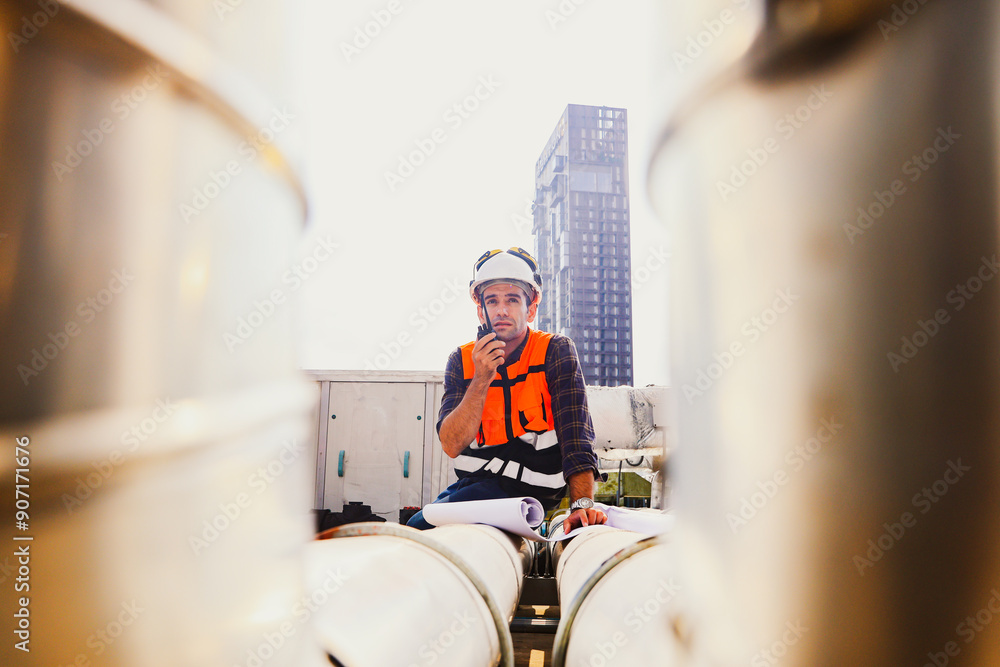 Architect engineer male who installs havc refrigeration equipment ...