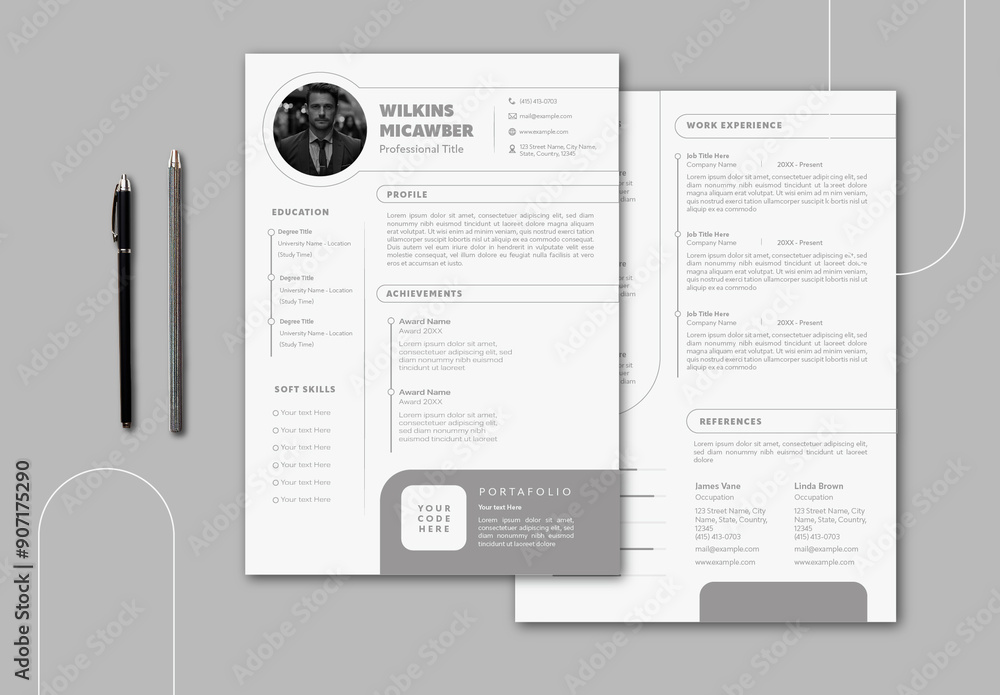 Blue and Gray Professional Minimalist Resume Template Stock Template ...