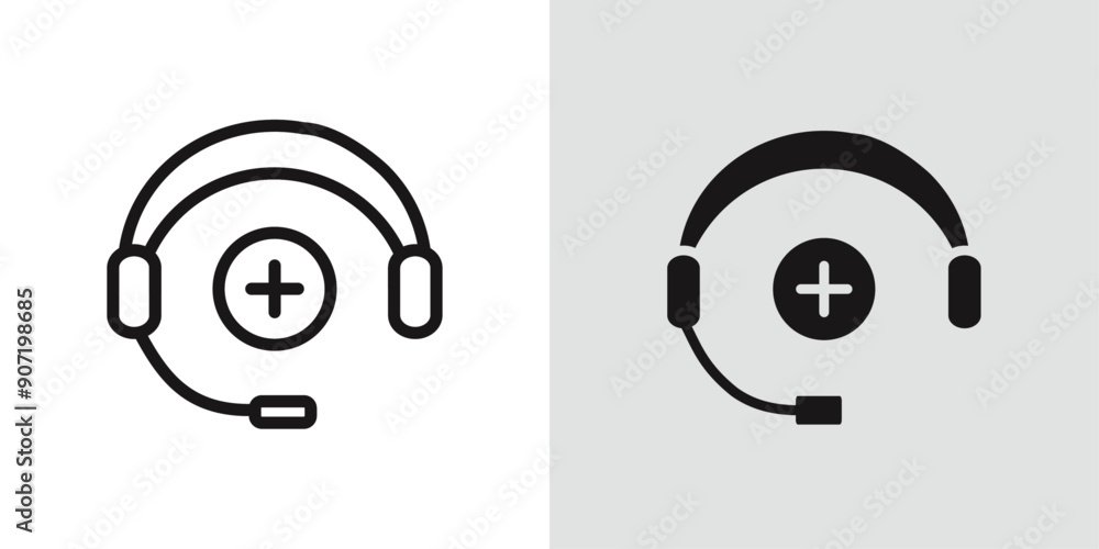 Medical support icon Black line art vector logo set Stock Vector ...