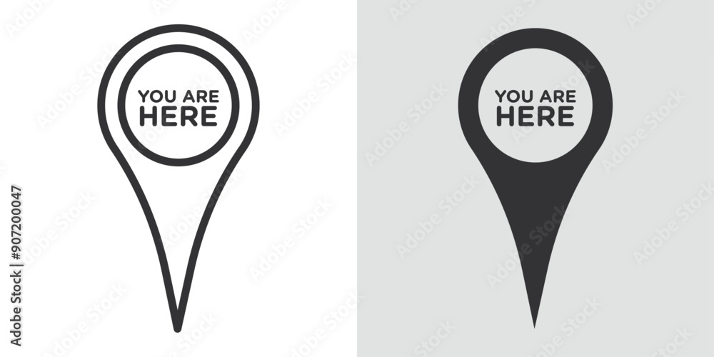 You are Here Pointer Icon Black line art vector logo set Stock Vector | Adobe Stock