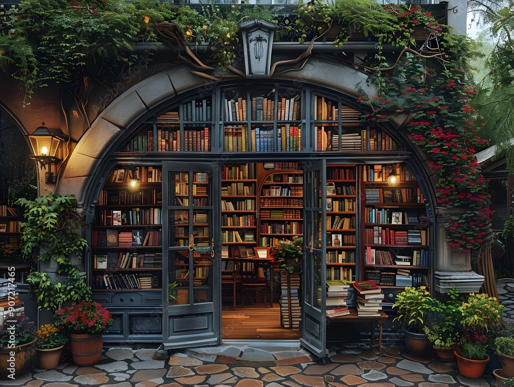 Charming Vintage-Style Bookstore with Cozy Reading Nooks and Shelves ...