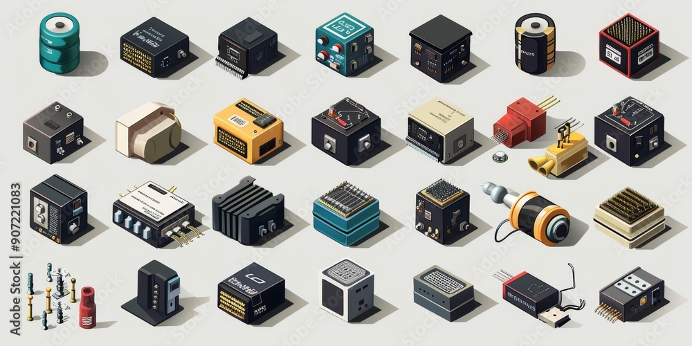 Diverse Capacitor Configurations in Isometric View: A Visual Layout of ...