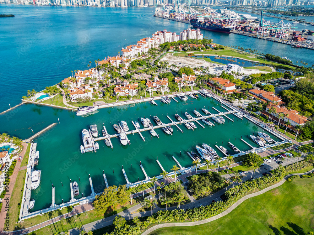 Miami, Florida, USA - June 07, 2024: Marina in Miami Beach, Florida USA ...