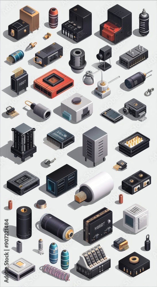 Diverse Capacitor Configurations in Isometric View: A Visual Layout of ...