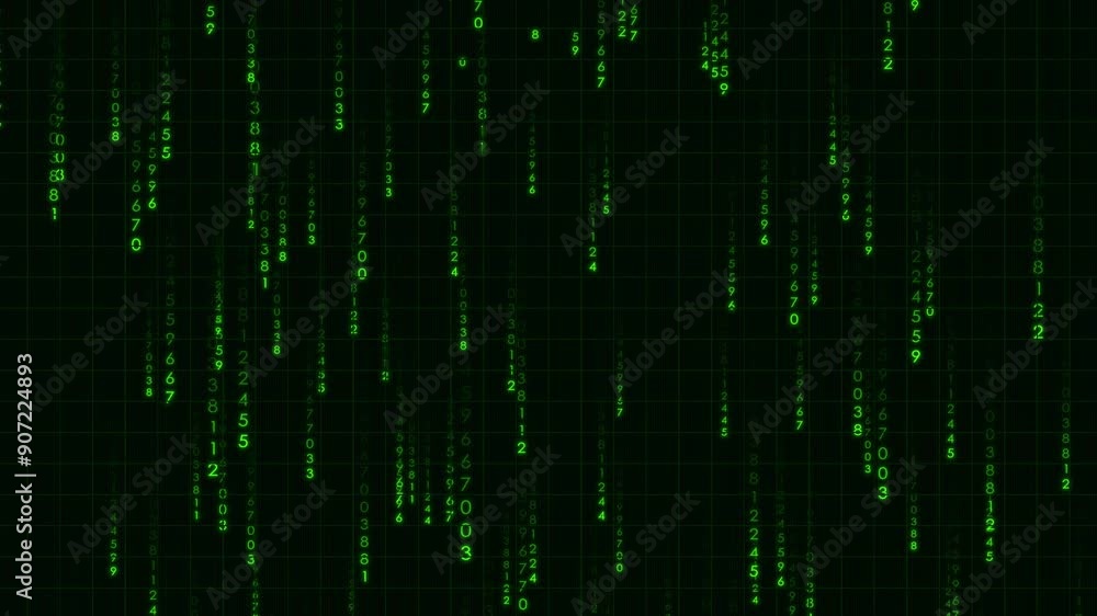 background rain of numbers Matrix cyber hacker animated rain of glowing ...