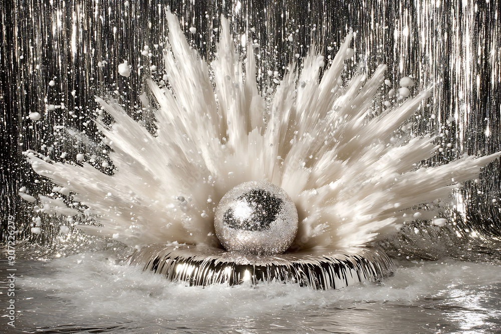 Glitter Explosion on Silver Background. Mesmerizing Shimmering Specks ...