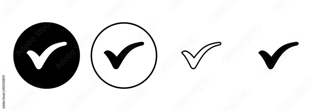 Check mark icon set. Check mark icon. Tick mark symbol vector Stock ...