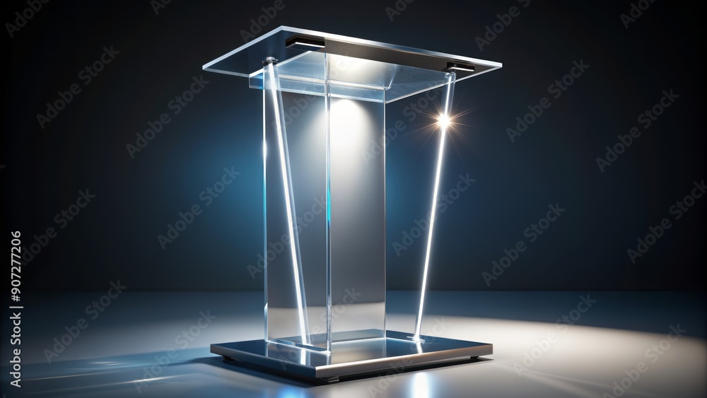 Modern transparent acrylic lectern with sleek design features a backlit ...