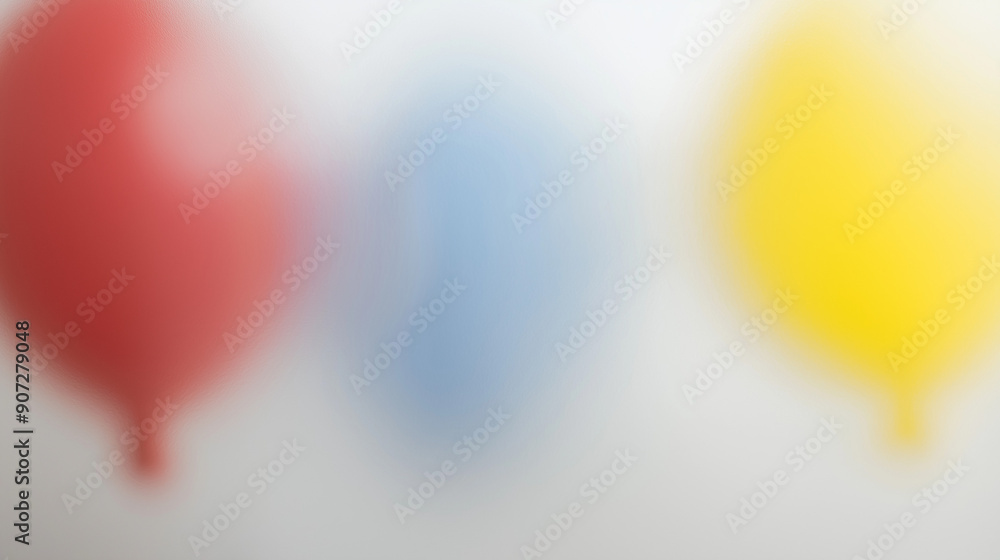 Behind the glass, the subtle suggestion of balloons are softly ...