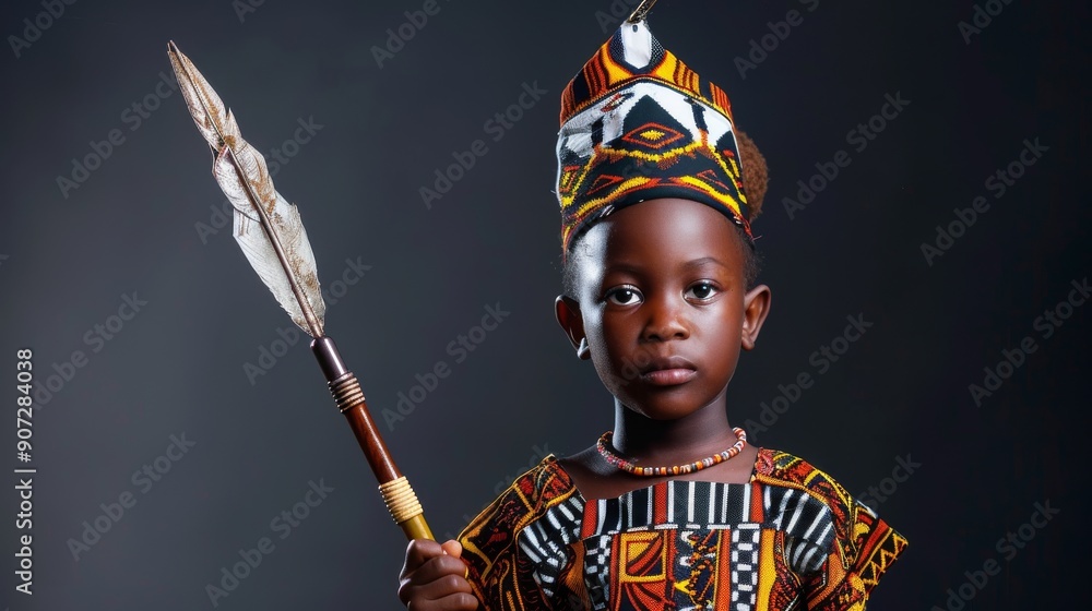 Proud Nigerian Child in Igbo Warrior Costume Embracing Cultural ...