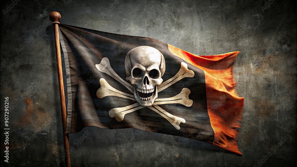 Jolly Roger pirate flag on a background, pirate, flag, skull and ...