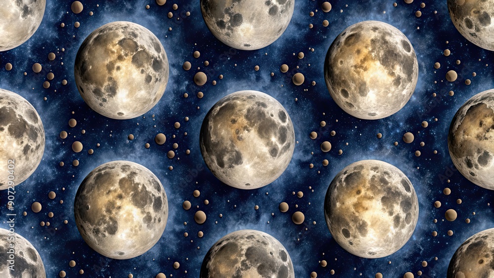 Seamless repeating pattern of realistic moon surface, moon, lunar ...