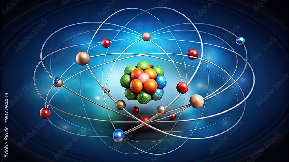 Educational scientific diagram illustrating atom structure with labeled ...