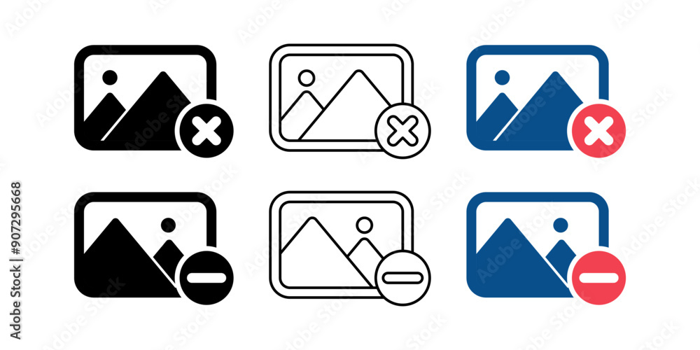 set of delete image file icons. symbol delete photo gallery. modern ...