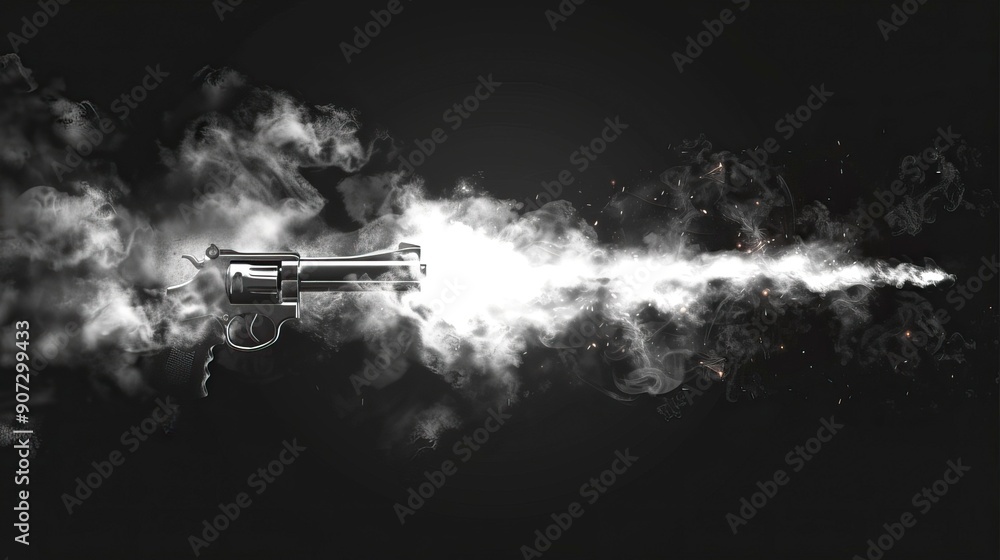 Gun flash. Realistic muzzle flash and shotgun fire and smoke special ...