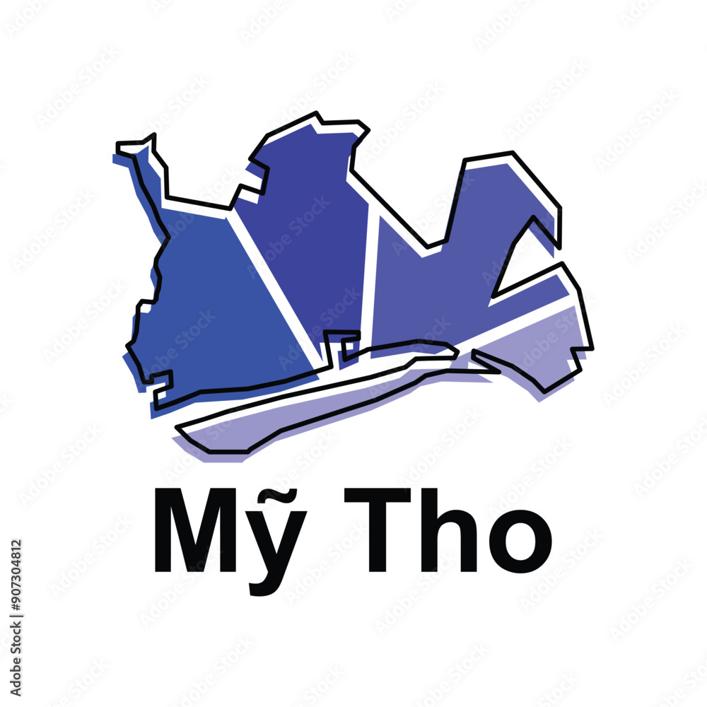Vector isolated illustration of simplified administrative map of My Tho ...