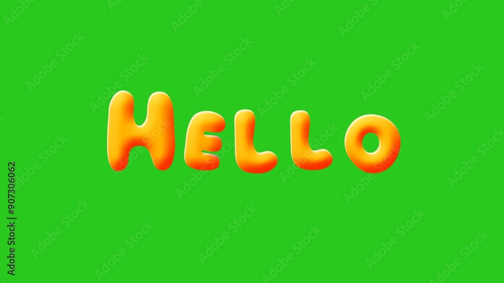 Wobbly Hello Text animation on green screen , 4K Footage video. Stock ...
