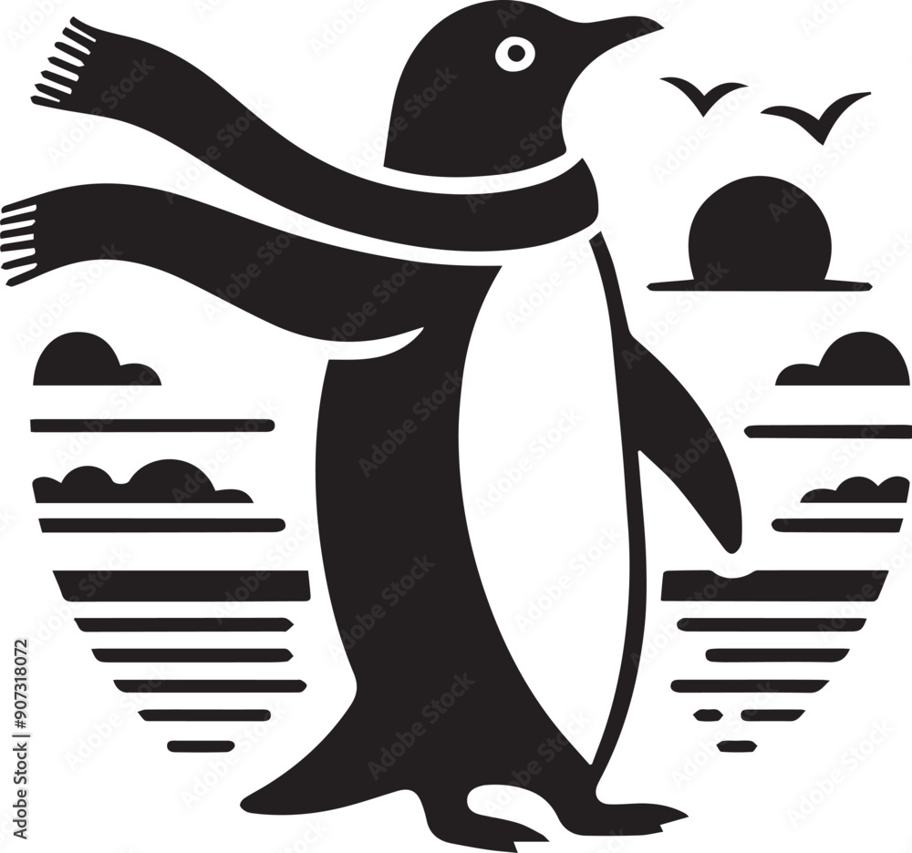 Penguin Silhouette Vector Art Illustration Penguin Penguin Silhouette Vector Penguin