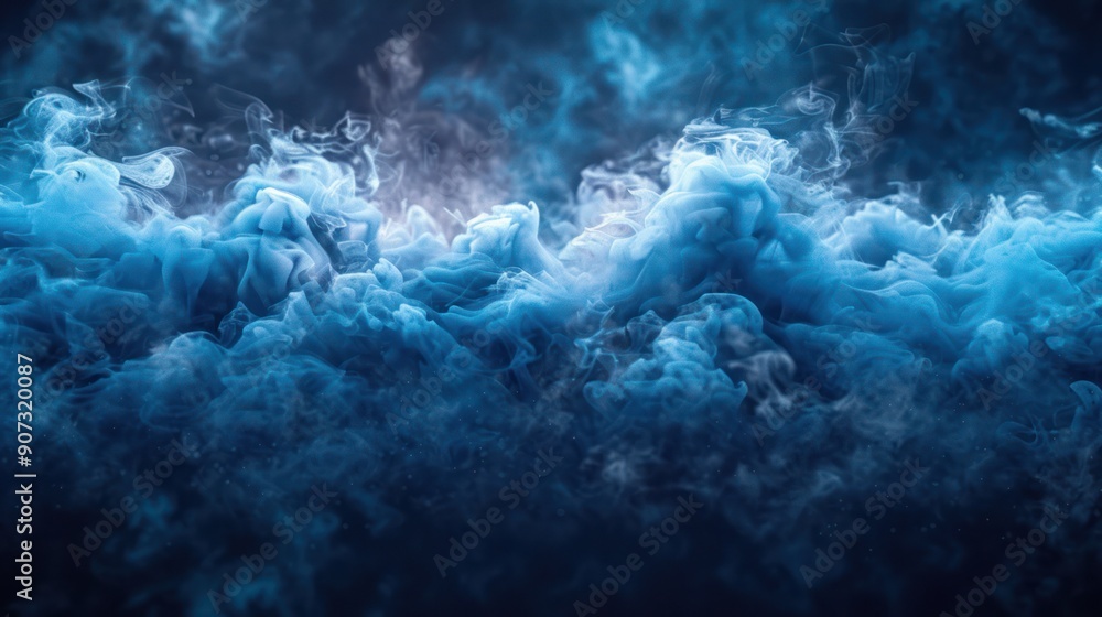 Blue Smoke Explosion Border Isolated on White Background - Abstract ...