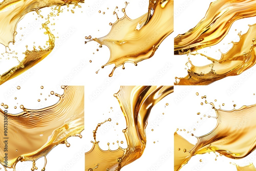 A series of photos showing the splash of liquid in different angles and ...