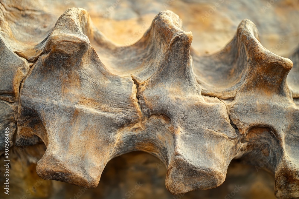 Macro shot of a Sauropod's vertebrae, showcasing the massive size and ...