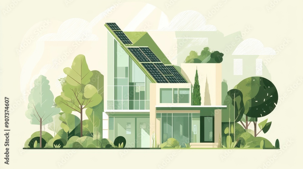 Ecoconscious building materials with low carbon footprint, flat design ...