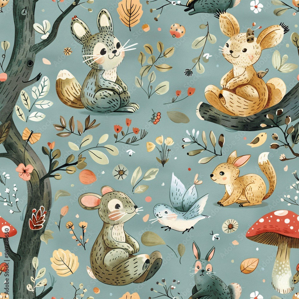 Cute Woodland Animals and Forest Elements, Featuring Charming Critters ...